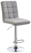 LuxuryForm DESIGN Barová židle TOLEDO VELUR na stříbrné kulaté podstavě - světle šedá