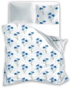 Bavlněné povlečení 140x200 Cottage 005 květiny bílé modré povlak na polštář 70x90 Faro