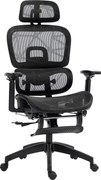 HOMCOM Ergonomická kancelářská židle s opěrkami, opěrkou hlavy, bederní oporou, výškově nastavitelná, otočná židle s funkcí houpání, sklopným mechanis