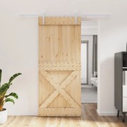Posuvné Dveře S Kováním 90 X 210 Cm Masivní Borové Dřevo