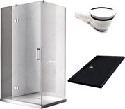 BPS-koupelny Obdélníkový sprchový kout HYD-OK02A 90x80 chrom/transparent + vanička HYD-OSV-ST03E černá