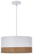 Bílé závěsné svítidlo se stínidlem z dýhy a textilu ø 30 cm Bianco – Candellux Lighting