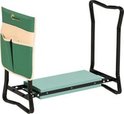 Skládací zahradní sedátko s poduškou Outsunny, podporuje až 150 kg, zahradní lavička pro klečení a sezení 58 x 28 x 49 cm Zelená | Aosom