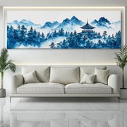 Obraz na plátně - Japonský chrám Majito v tyrkysových lesích FeelHappy.cz Velikost obrazu (šířka x výška): 210 x 70 cm