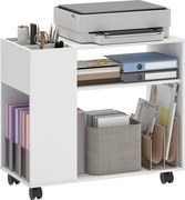 HOMCOM stojan na tiskárnu s dělitelným organizérem a brzdícími kolečky — 70 x 34 x 60 cm, bílý | Aosom