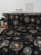 MK Lůžkoviny Saténové povlečení - Pampelišky černé 140 × 200 cm, 70 x 90 cm