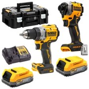 DeWALT Nářadí - 18V AKU sada vrtačky a rázového utahováku, 2x aku 1,7 Ah POWERSTACK, nabíječka DCK2051E2T