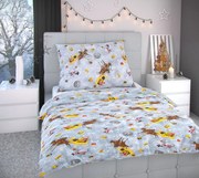 Kvalitex Francouzské vánoční povlečení SNĚHULÁCI šedí 1x 220/200, 2x 70/90cm