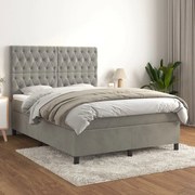 Box spring postel s matrací světle šedá 140x200 cm samet