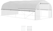 Zelený skleník Outsunny 6 x 3 x 2 m z polyethylenu s 8 okny a dveřmi, boční stěny se zipem, UV-ochranný filmový tunelový skleník na rajčata s pozinkov