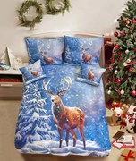 3D Bavlněné povlečení FROSTED DEER modré + povlak na polštářek 40x50 cm zdarma Rozměr povlečení: 70 x 90 cm | 140 x 200 cm