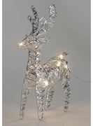 Vánoční svítící sob Silver, 21 x 14 cm, 30micro LED, na baterie