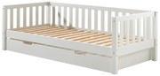 Bílá dětská postel z borovicového dřeva s výsuvným lůžkem s roštem 90x200 cm Fritz – Vipack