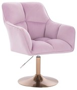 LuxuryForm DESIGN Otočné křeslo AMALFI VELUR na zlatém talíři - levandule
