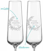 Svatební skleničky na sekt Vavřínový věnec, 2 ks
