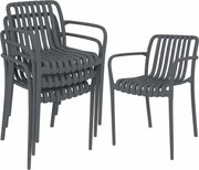 Outsunny 4dílné skládací zahradní židle – žebernatý sedák s područkami, ergonomické jídelní židle na terasu a balkon, nosnost 120 kg | Aosom