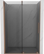 Mexen Velar, posuvné sprchové dveře do otvoru 130 cm, 8mm šedé sklo, měděná matná, 871-130-000-41-65