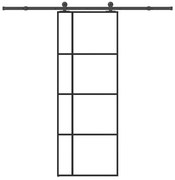Posuvné dveře s kováním 76x205 cm ESG sklo a hliník 3332911