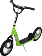 HOMCOM Koloběžka pro děti od 5 let - 2 nafukovací gumová kola, nastavitelná řídítka, brzdy, protiskluzový pedál 117x52x80-85 cm Zelená | Aosom