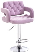 LuxuryForm DESIGN Barová židle ADRIA VELUR s kulatou stříbrnou podstavou - levandule