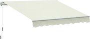Sklopná markýza Outsunny 295 x 245 cm s klikou, nastavitelný úhel 45°-85°, hliníková a polyesterová 280 g/m², terasová markýza v krémové barvě | Aosom