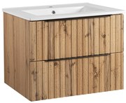 BPS-koupelny Koupelnová skříňka s keramickým umyvadlem Amata OW 60, dub wotan