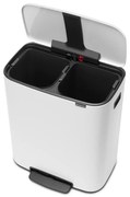 Bílý nášlapný ocelový odpadkový koš na tříděný odpad 2x30 l Bo – Brabantia