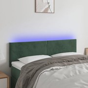 Čelo postele s LED tmavě zelené 144x5x78/88 cm samet