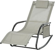 Ergonomické houpací křeslo Outsunny - odnímatelný polštářek, opěrky na ruce, úložný pocket - světle šedý kovový epoxidový textilene | Aosom