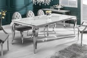 Designový jídelní stůl Rococo 200 cm stříbrný - mramor
