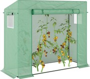 Outsunny skleník, 200 x 76 x 168 cm, polyethylenový skleník s rolovacími dveřmi, studený rám, skleník na rajčata se bočním oknem, PE síťovaný film, zi