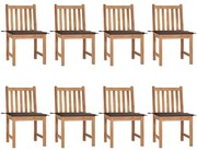 Zahradní židle s poduškami 8 ks masivní teak 3073150