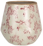 Retro obal na květináč s růžovými květy Hedwich – 13x14 cm