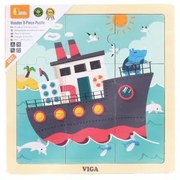 Viga Dřevěné puzzle 9 dílků - loď
