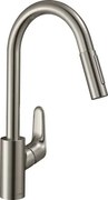 Hansgrohe Focus M41 dřezová baterie s vytahovací sprškou, 2 proudy vzhled nerezu 31815800