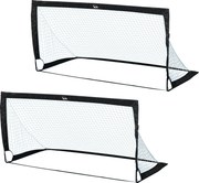 Fotbalové branky HOMCOM sada 2 skládacích mini branek z oceli a tetrolonu černé barvy 186x90x89 cm na zahradu a hřiště | Aosom.de