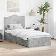 Rám postele s čelo Betonově šedá 100 x 200 cm Kompozitní dřevo 3413642