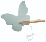 LED Dětské nástěnné svítidlo s poličkou BUTTERFLY LED/5W/230V zelená/dřevo