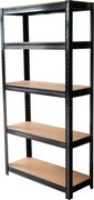 Regál Racks, kovový, MDF, 5 polic, antracit (1800 x 900 x 400 mm)