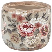 Květináč s šedou glazurou a květy Masselin XS – 8x7 cm