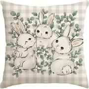 Flamenco Mystique Lněný povlak na polštář 45 x 45 cm jarní motiv KRÁLÍČCI POD226