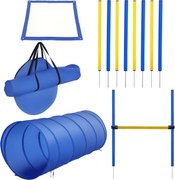 PawHut Agility Tréninková Sada: Slalom, Skoky a Tunel pro psy v tréninkové oblasti PE+Polyester Modrá+Žlutá | Aosom