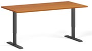Výškově nastavitelný stůl, 160x80 cm, 1 motor, černá podnož, třešeň