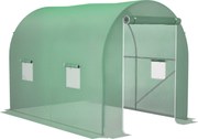 Zelený tunelový skleník Outsunny 6 m² s posuvnými okny a zipovým vchodem | Aosom