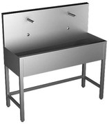 Sanela Nerezové dřezy - Celoopláštěný stojící mycí žlab 1250 mm, 2 senzorové baterie, síťové napájení, antivandal, nerez SLUN 50E