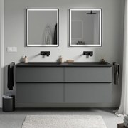 Koupelnová skříňka LAVOA 160 cm s umyvadlem z minerálního odlitku CREAM - možnost volby barvy