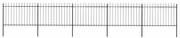 Zahradní plot s kopím nahoře ocelový 838 x 120 cm černý 277624