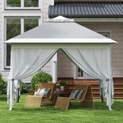 Outsunny skládací pavilon, zahradní pavilon, kov a plátno, síťové závěsy, odvodňovací otvory, 330D x 330Š x 288V cm, šedý 84C-300V01CG