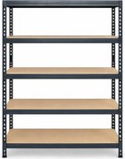 Regál 183x75x40 cm lakovaný 5-policový, nosnost 100 kg, RIVET - černý