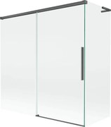 Mexen Rox, L posuvná 2-křídlová vanová zástěna 160 + 70 x 150 cm, 8mm čiré sklo, broušený grafit profil, 8C9L-160-070-66-00